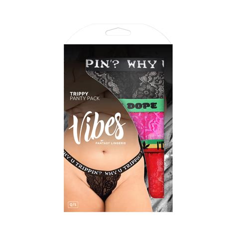 Fantasy Lingerie Vibes Trippy Vibes Pack 3 Piece Lace Thong Panty Set
