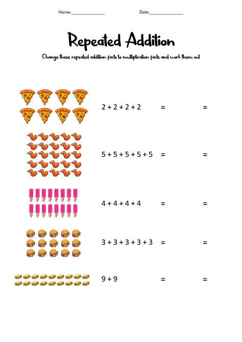 Repeated Addition Multiplication Worksheets Printable Word Searches