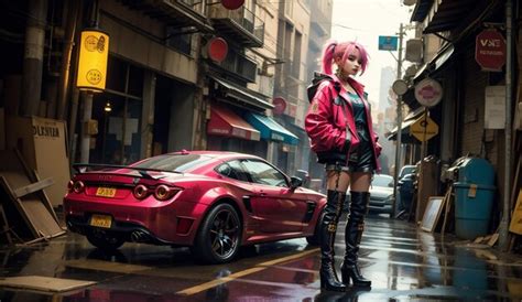 Premium Photo Fashionable Brunette Girl In Cyber City Girl Wearing