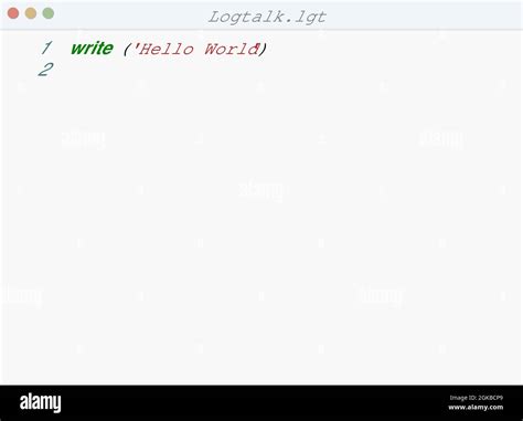 logtalk language hello world program sample in editor window