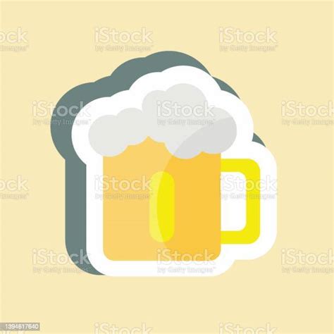 맥주의 스티커 머그잔 음료 기호에 적합합니다 편집 가능한 간단한 디자인 디자인 템플릿 벡터 간단한 기호 그림 0명에 대한 스톡