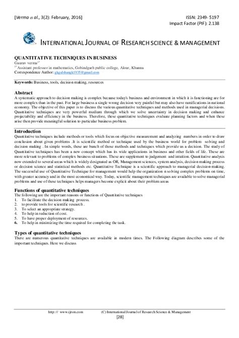 Pdf Quantitative Techniques In Business