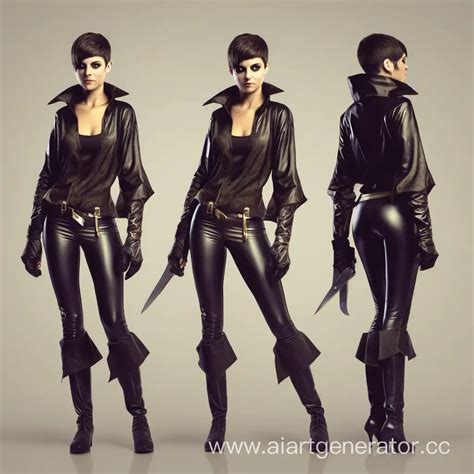 Fantasy Thief Costume Adult Woman With Short Haircut Ai Art Generator