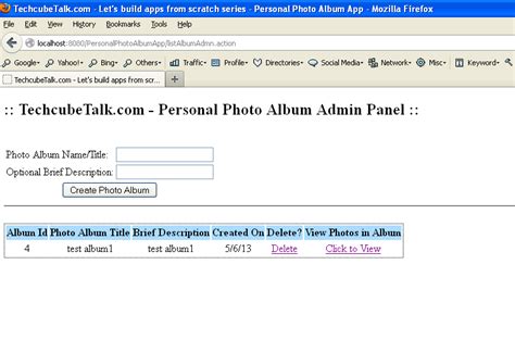 developing a personal mini photo gallery application using struts2 hibernate and mysql blob