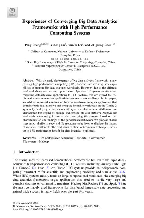 Pdf Experiences Of Converging Big Data Analytics Frameworks With High