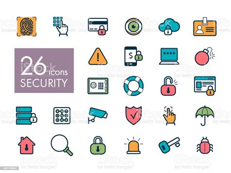 Security Outline Web Icon Set Stock Illustration Download Image Now