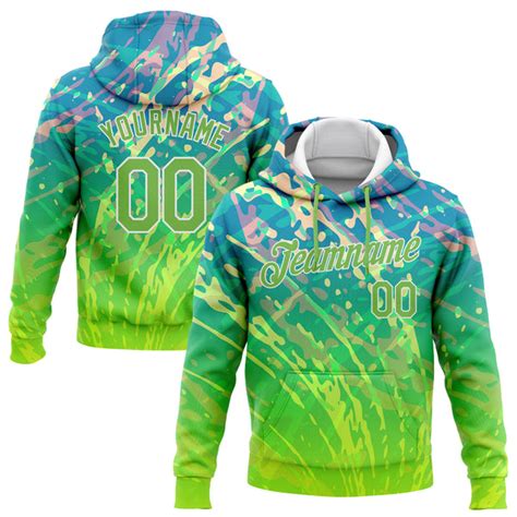 Custom 3d Pattern Sweatshirt Hoodie Neon Green Neon Green White Design