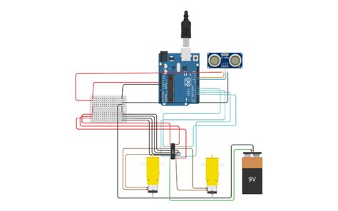 Circuit Design Obstacle Avoidance Robot Tinkercad