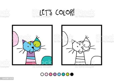 화려한 고양이 캐릭터입니다 색칠해 봅시다 아이들을 위한 색칠 활동 인쇄용 가공의 인물에 대한 스톡 벡터 아트 및 기타 이미지 가공의 인물 가축 검은색 Istock