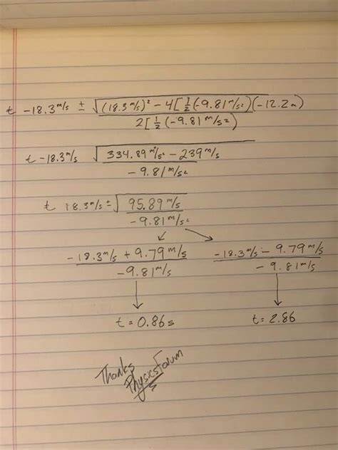 Kinematic In Quadratic Form Equation Missing Something Simple • Physics Forums