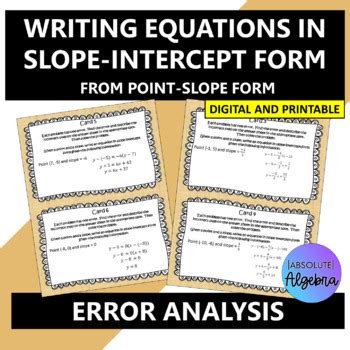 Writing Equations Slope Intercept Form Error Analysis Google Form