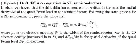 Solved 30 Points Drift Diffusion Equation In 2d
