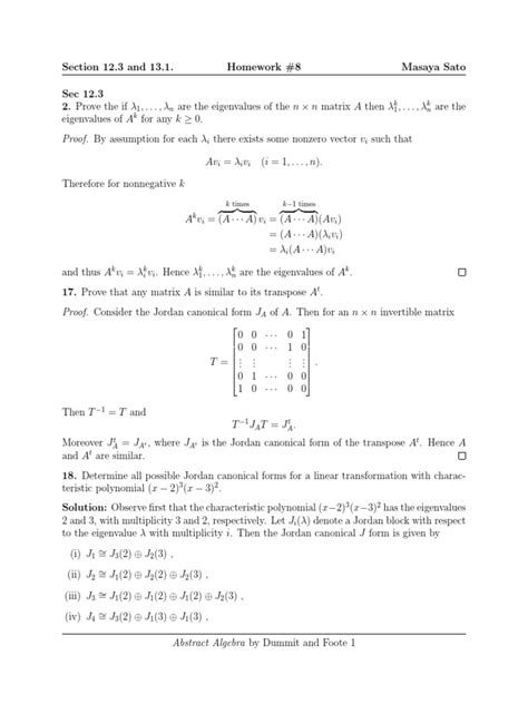 Homework 8 Sec 123 And 131 Download Free Pdf Matrix