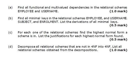 task 1 3 0 marks analysis of relational schemas and