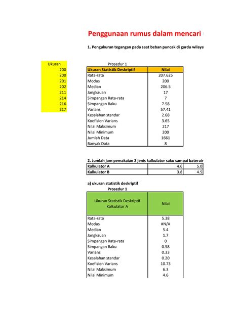 Solution Penggunaan Rumus Dalam Mencari Ukuran Statistik Deskriptif