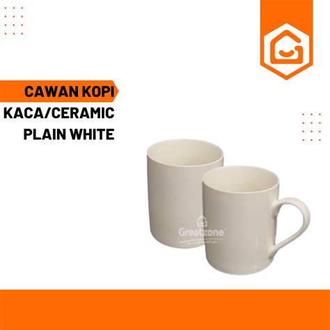 Cawan Kopi Kaca Ceramic Plain White H97cm Shopee Malaysia