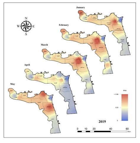 Spatial And Temporal Distribution Of The Monthly Average Of Nitrogen