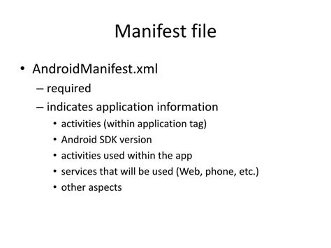 Ppt Manifest File Intents And Multiple Activities Powerpoint