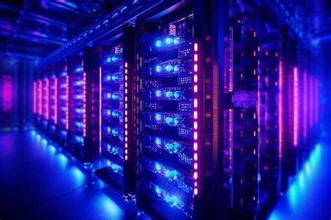 고성능 데이터 서버 데이터 센터 랙의 초고성능 서버 프리미엄 사진