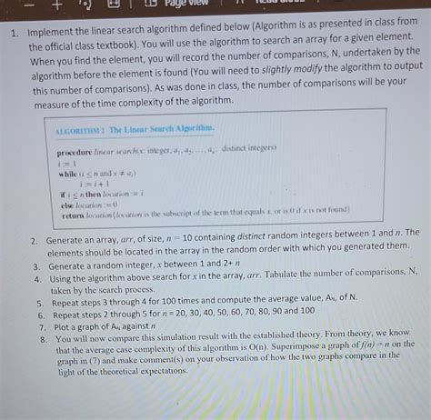 Solved Page 1 Implement The Linear Search Algorithm
