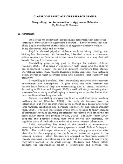 Classroom Based Action Research Sample Download Free Pdf
