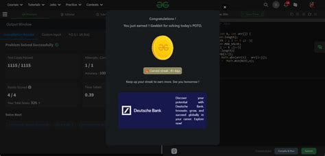 Geekstreak2024 Geeksforgeeks Deutschebank Codingcommunity