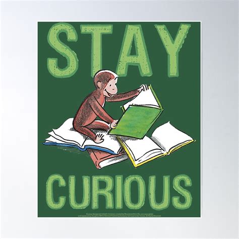 Curious George Stay Curious Reading Portrait Poster Wall Art Modern