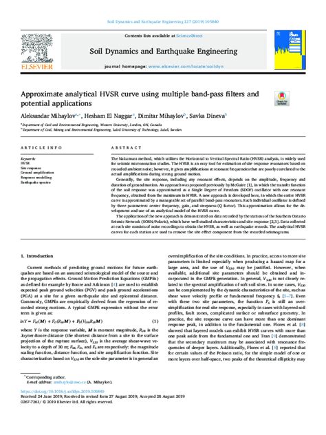 Pdf Approximate Analytical Hvsr Curve Using Multiple Band Pass