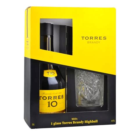 Torres 10 Imperial Brandy T Set 1 X70cl Bottle And 2 Branded Tumblers