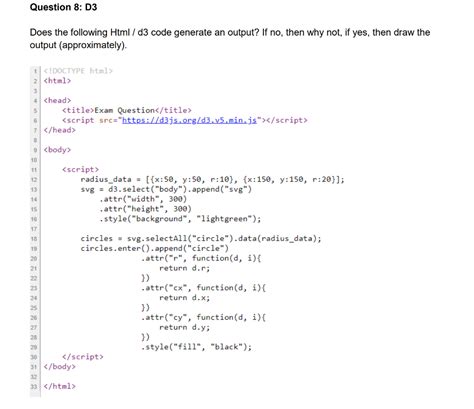 Question 8 D3 Does The Following Html D3 Code