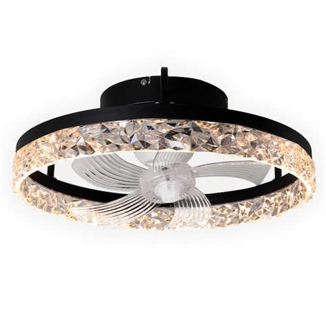 Tivleed 19 7 In Led Indoor Black Plastic Crystal Ceiling Fan Light