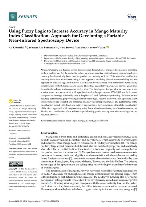 Pdf Using Fuzzy Logic To Increase Accuracy In Mango Maturity Index Classification Approach