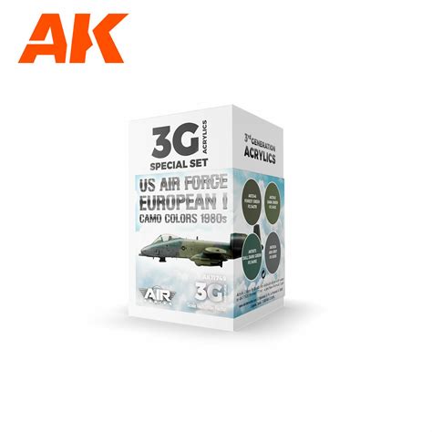 Ak11749 Ak Interactive Набор акриловых красок Цвета камуфляжа ВВС США European I 1980 х годов