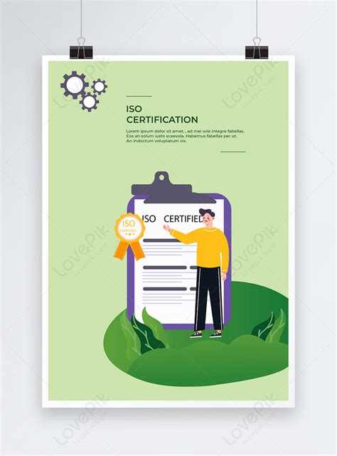 Green Poster Iso Certification Illustration Style Template Image Picture Free Download 465588419