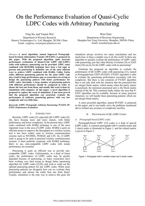 pdf on the performance evaluation of quasi cyclic ldpc codes with arbitrary puncturing
