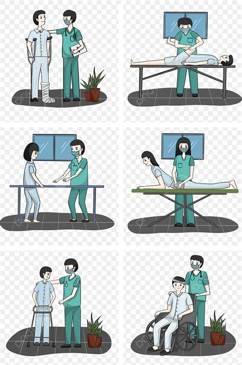 의료 일러스트 환자 의사 일러스트와 의사 클립 아트 재활 만화 Png 일러스트 및 Psd 이미지 무료 다운로드 Pngtree