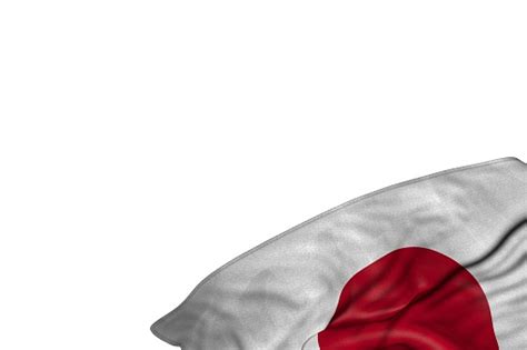 흰색에 고립 된 오른쪽 아래 모서리에 누워 큰 주름멋진 일본 국기 어떤 휴일 플래그 3d 그림 3차원 형태에 대한 스톡 사진 및 기타 이미지 Istock