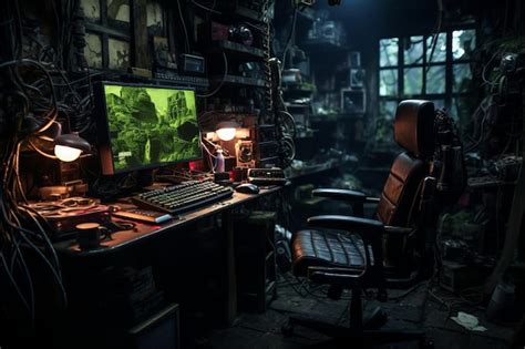 Premium Ai Image Cyberpunk Hacker Den Generative Ai