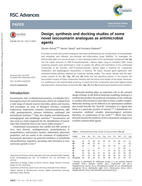 Pdf Design Synthesis And Docking Studies Of Some Novel Isocoumarin