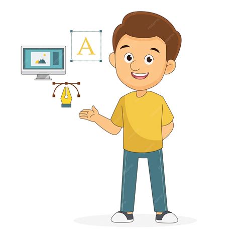 Premium Vector Web Design Concept In Modern Flat Design Men Designer Draws Graphic