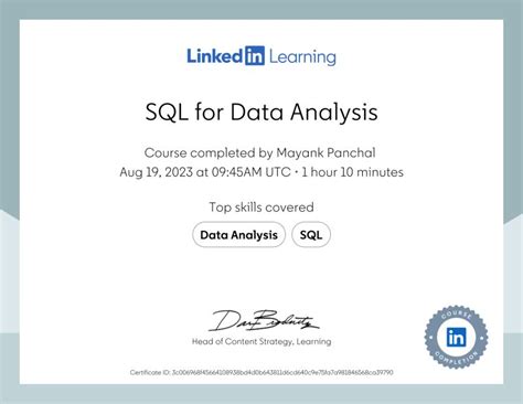 mayank panchal on linkedin certificate of completion