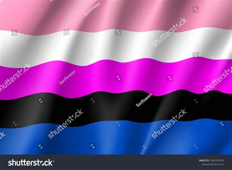 Gender Fluid Symbol People Realistic Waving Stock Illustration