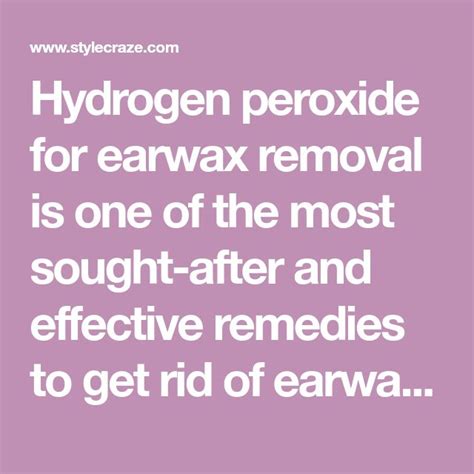 Is Hydrogen Peroxide Safe For Ear Wax Removal At Jerry Acosta Blog