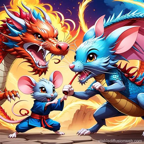 Epic Battle Mystic Mouse Vs Dragon Stable Diffusion Online