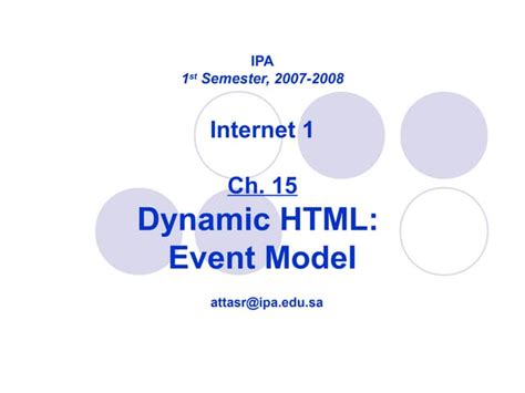 Dynamic Html Event Model Ppt