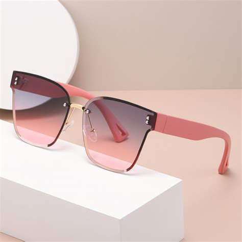 Jn Impression Retro Trendy Large Frame Sunglasses Frameless Slim