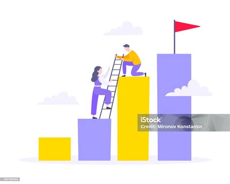커리어 클라이밍 및 도움 손 비즈니스 컨셉 플랫 스타일 디자인 벡터 일러스트를 제공 지원 지원에 대한 스톡 벡터 아트 및 기타 이미지 지원 원조 층계 Istock