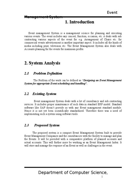 Event Management System Model