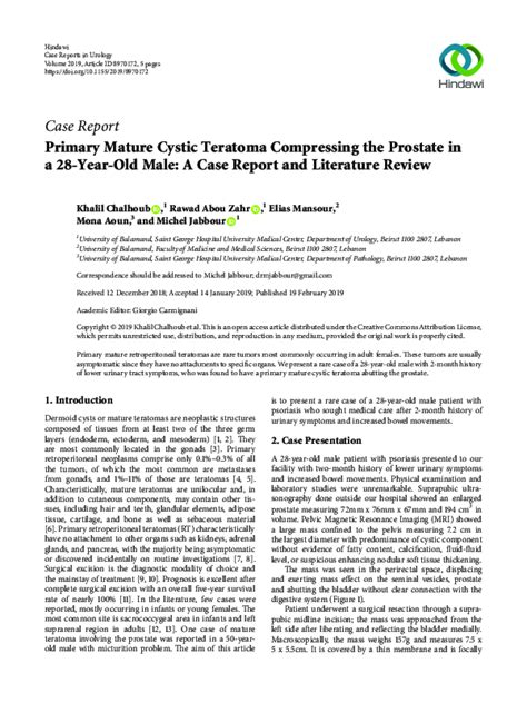 Pdf Primary Mature Cystic Teratoma Compressing The Prostate In A 28