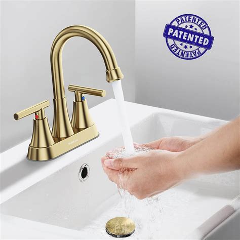 Hurran 4 Inch Brushed Gold Centerset And Widespread Bathroom Sink Faucet